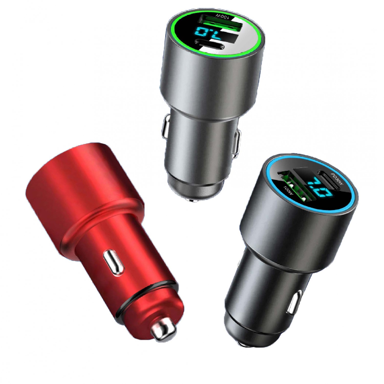 PD30W+100W金屬數顯雙孔USB車|-順悅科技有限公司電競-官網商城